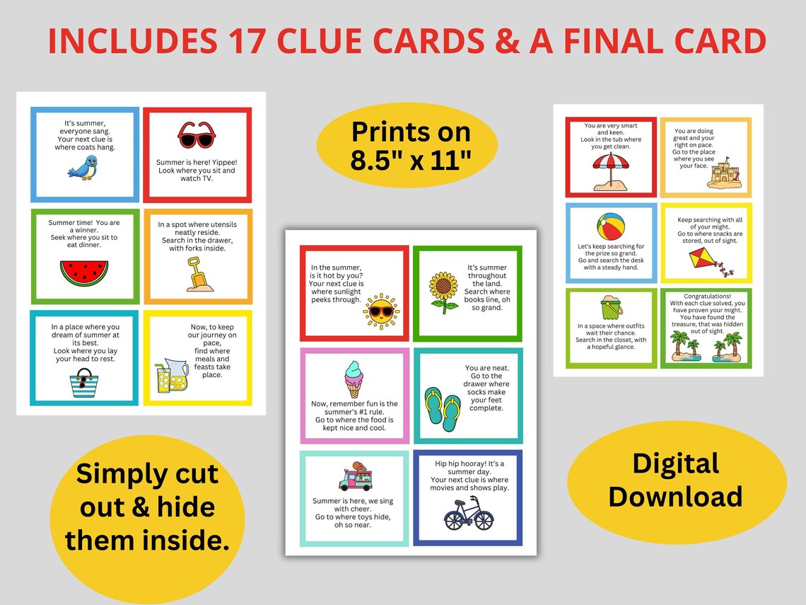 Summer Scavenger Hunt for Kids Printable Summer Treasure Hunt Indoor ...