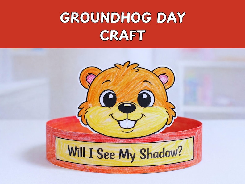 Groundhog Day Headband Craft for Kids, Printable Groundhog Hat ...