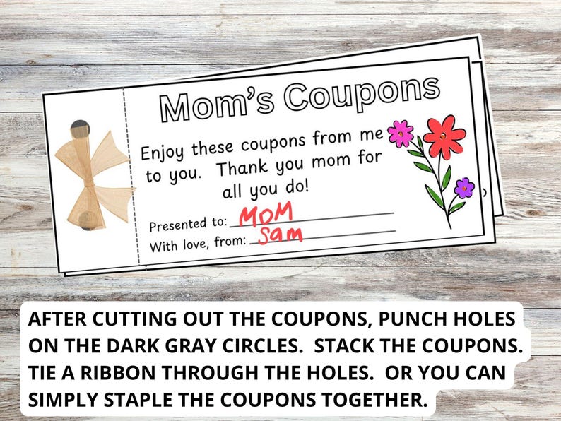 Mother's Day Coupon Book, Printable Mother's Day Coupons, Mother's Day ...