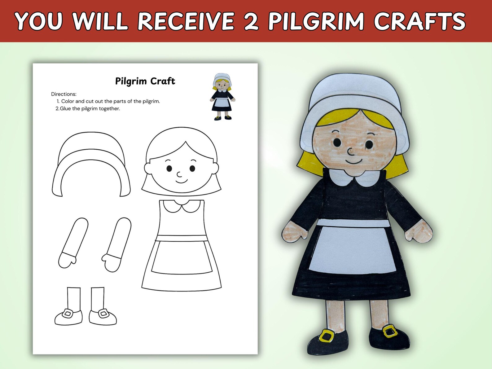 Pilgrim Craft for Kids: Printable Thanksgiving Activity - Etsy