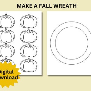 Pumpkin Wreath Craft, Printable Fall Craft for Kids, Halloween Craft ...