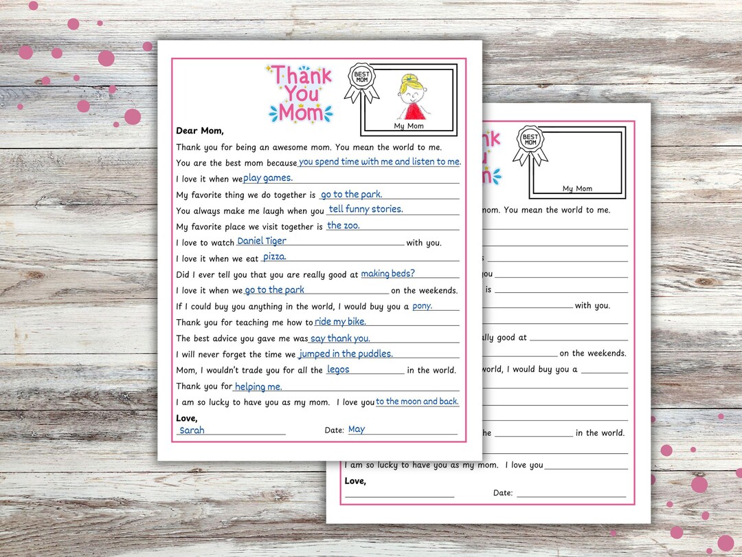 All About My Mom Letter: Printable Kids Activity (PDF) - Etsy