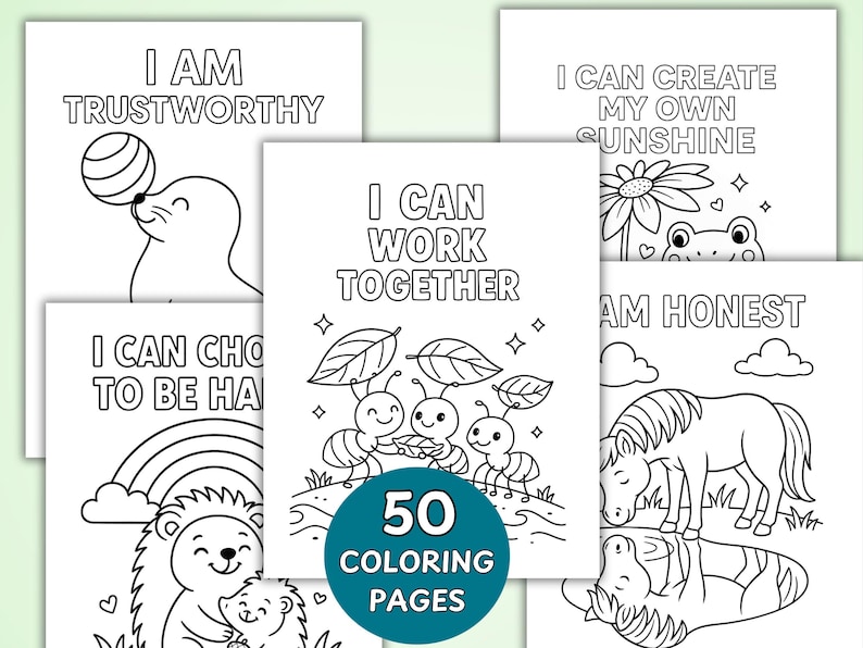 Positive Affirmations Coloring Pages for Kids, Mindfulness Activity ...