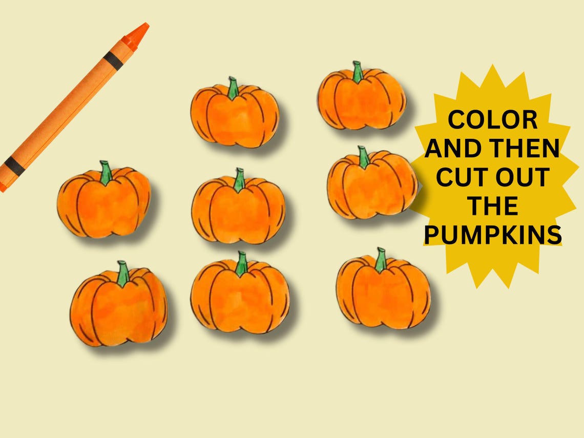 Pumpkin Wreath Craft, Printable Fall Craft for Kids, Halloween Craft ...