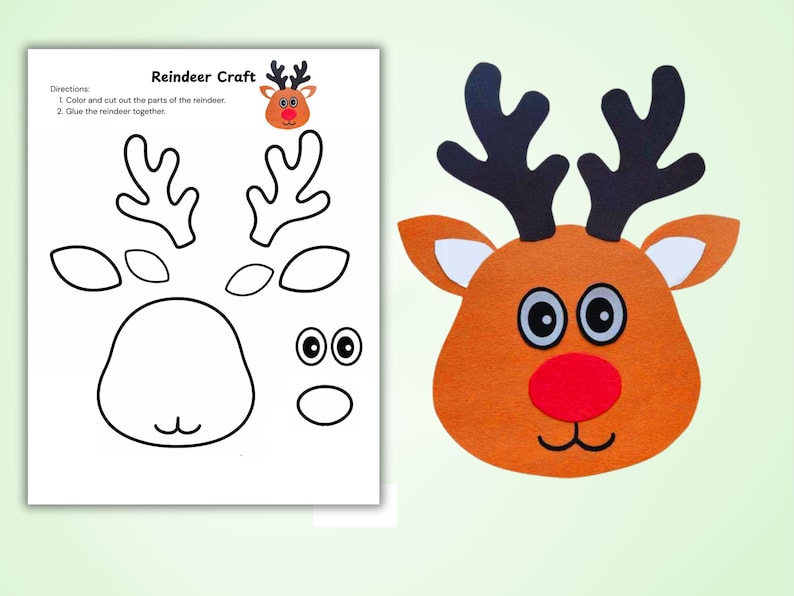 Reindeer Craft for Kids, Christmas Activity, Winter Art Project ...