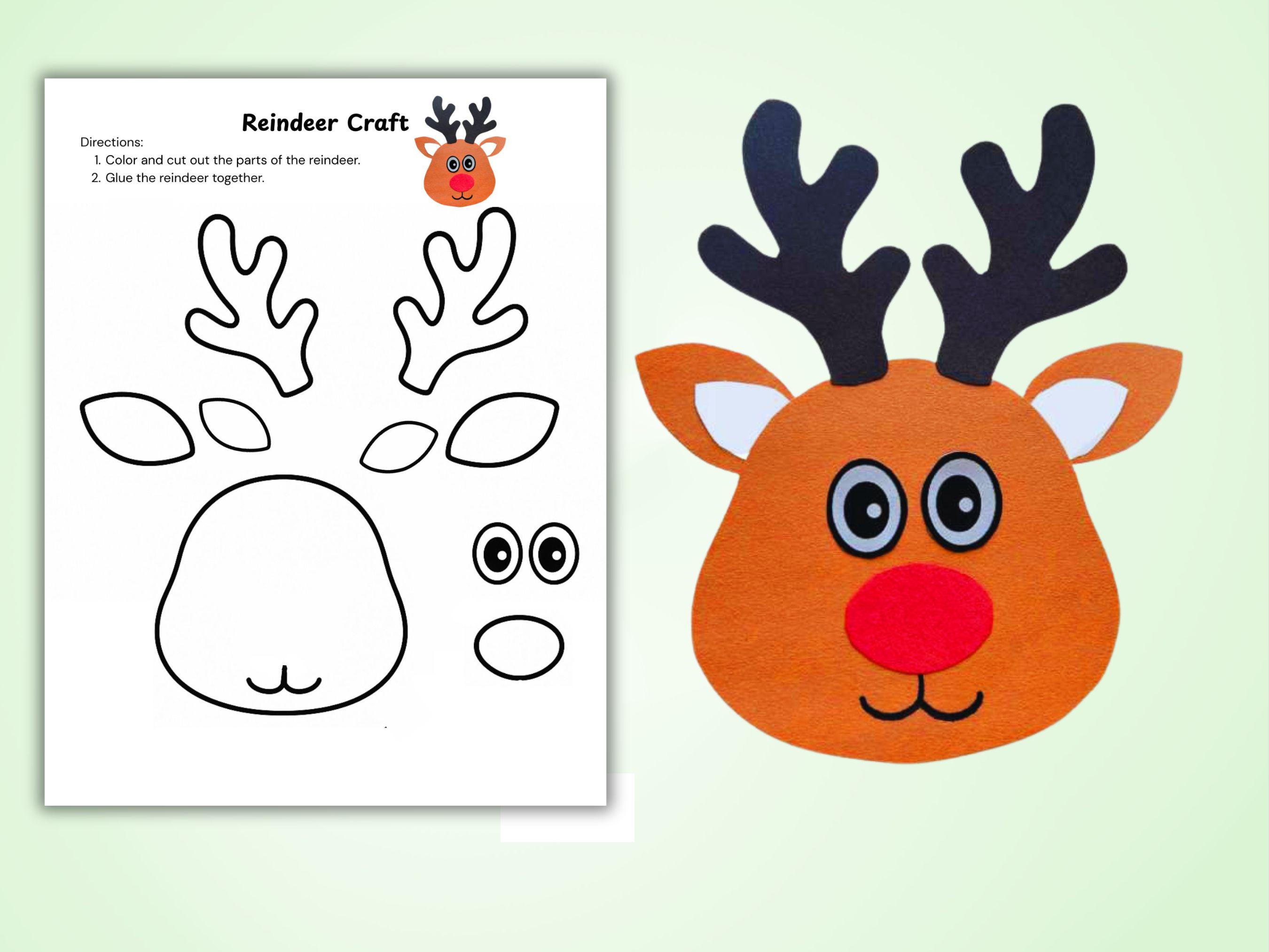 Reindeer Craft for Kids, Christmas Activity, Winter Art Project ...