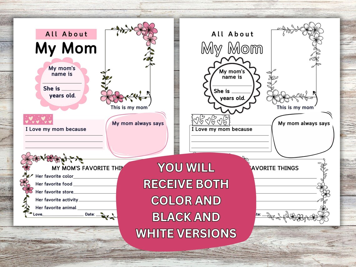 All About My Mom, Printable All About Mom Questionnaire, Mother's Day ...