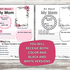 All About My Mom, Printable All About Mom Questionnaire, Mother's Day ...