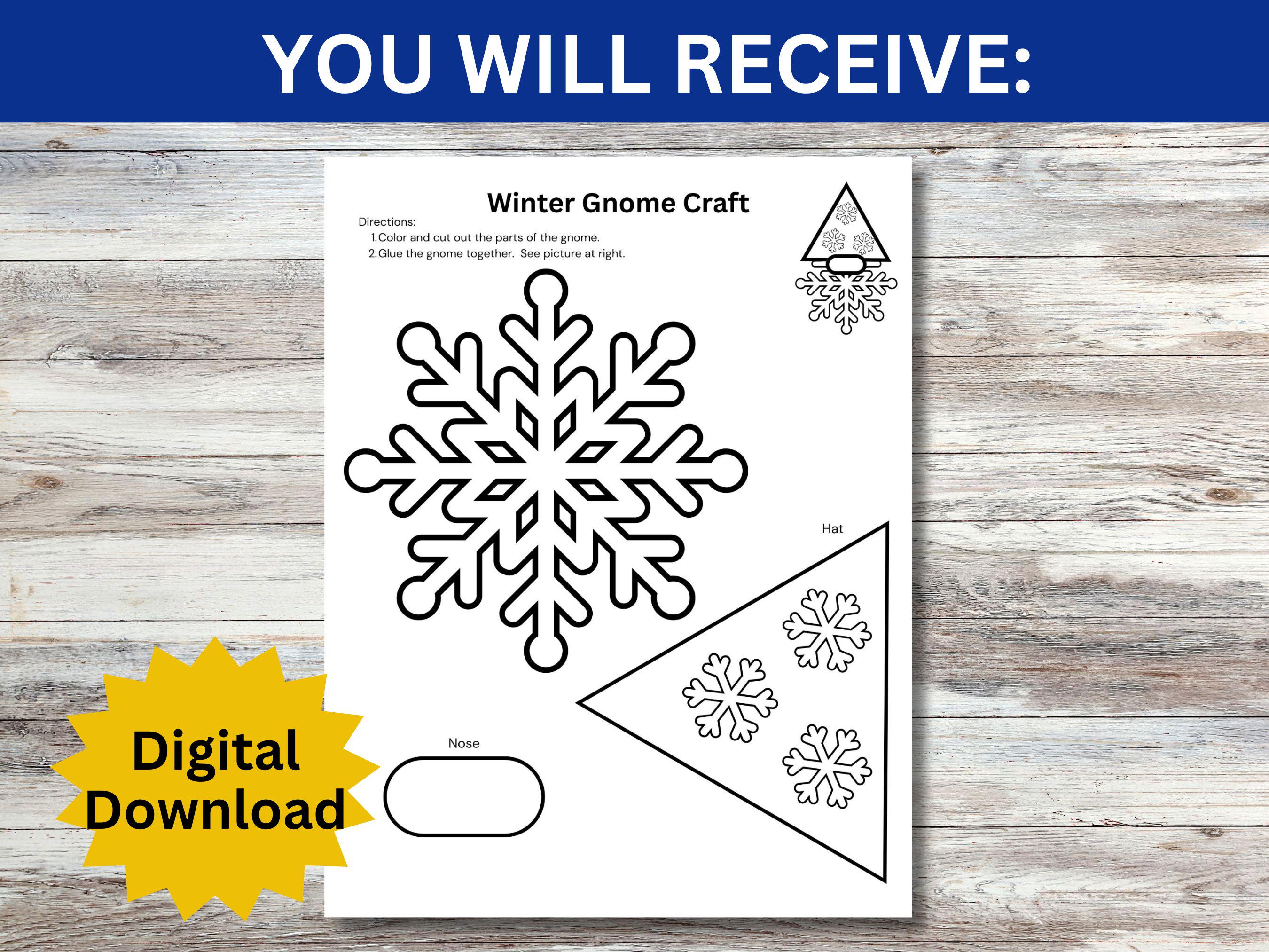 Winter Gnome Craft for Kids: Printable Coloring Activity (PDF) - Etsy