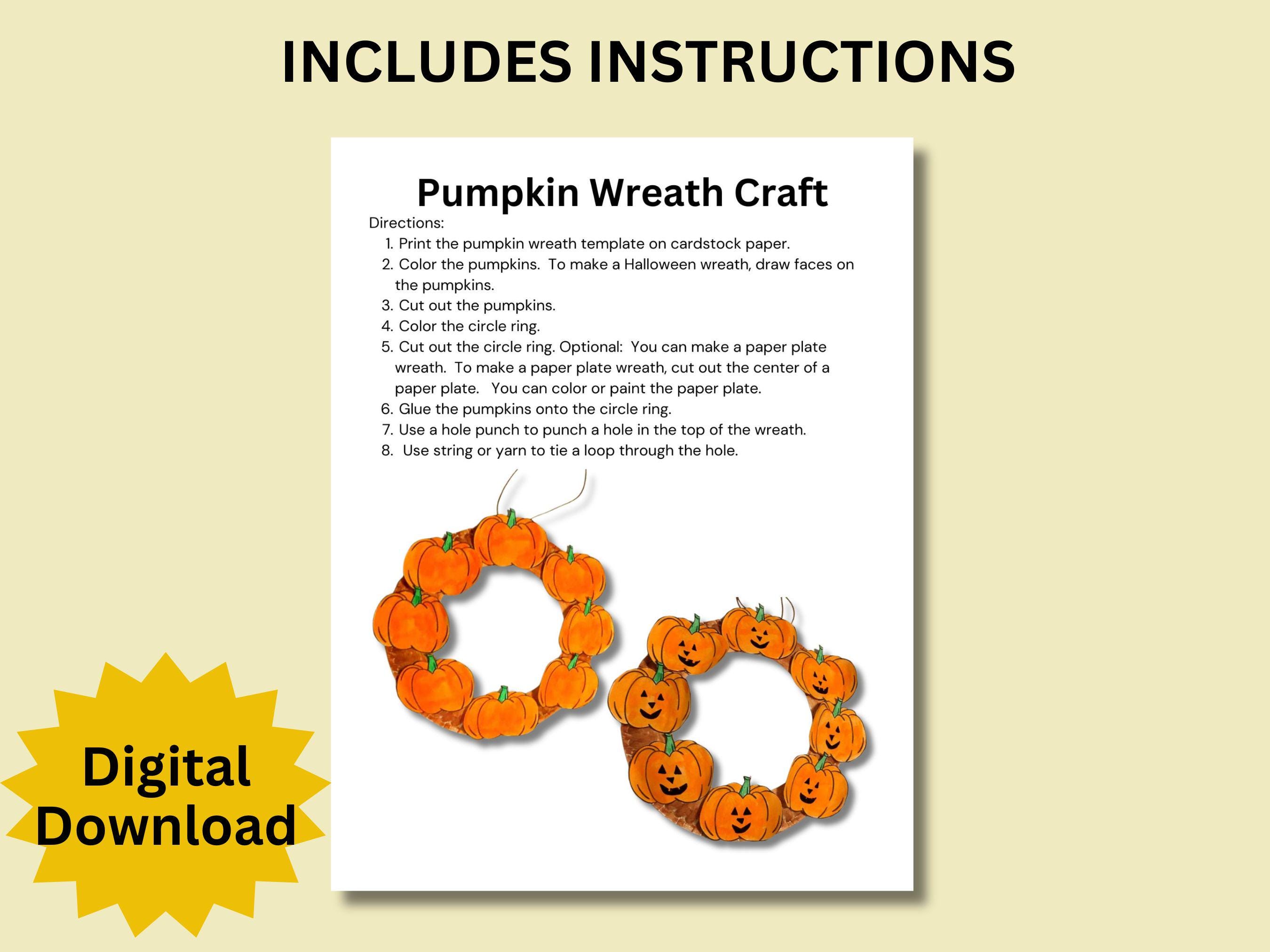 Printable Pumpkin Wreath Craft: Fall Activity for Kids (digital ...
