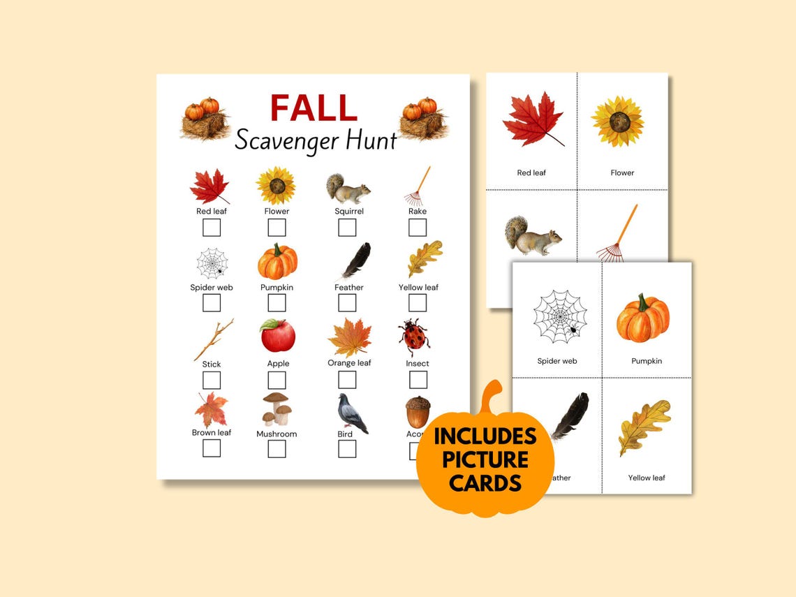 Fall Scavenger Hunt, Autumn Scavenger Hunt, Printable Fall Scavenger ...