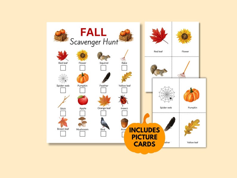 Fall Scavenger Hunt, Autumn Scavenger Hunt, Printable Fall Scavenger ...