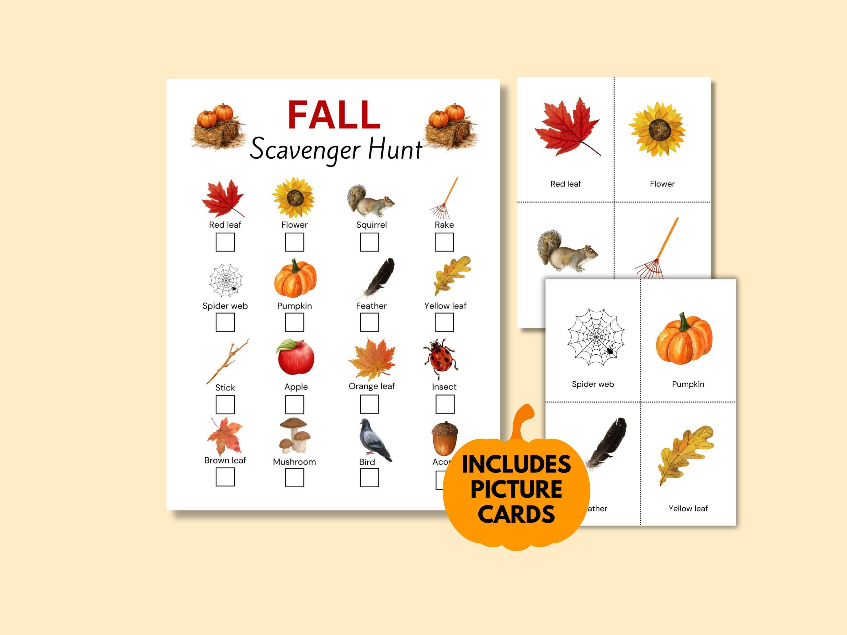 Fall Scavenger Hunt, Autumn Scavenger Hunt, Printable Fall Scavenger ...