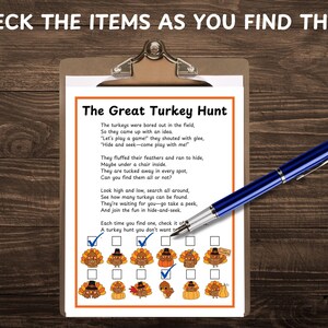 Thanksgiving Turkey Scavenger Hunt Game: Fall Activity (PDF Download ...