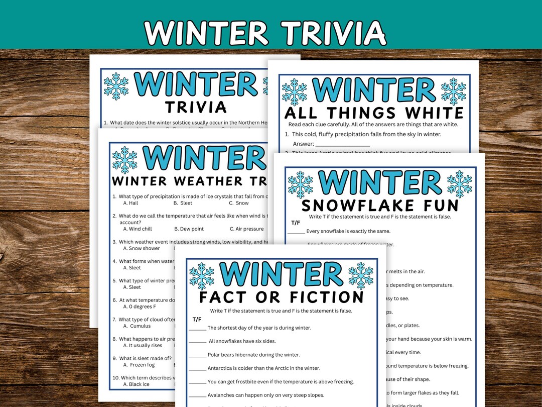 Winter Trivia Games, Printable Activities for Party Game - Etsy