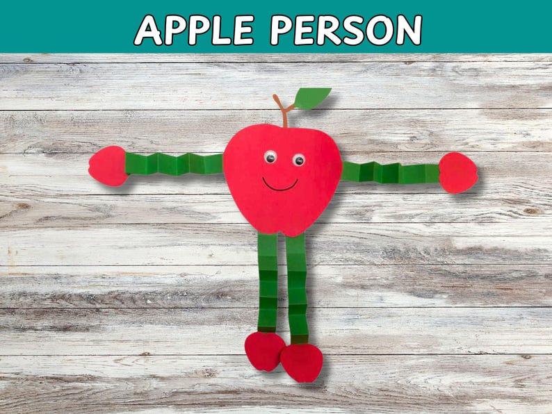 Apple Person Craft: Printable Fall Coloring Template (digital Download ...