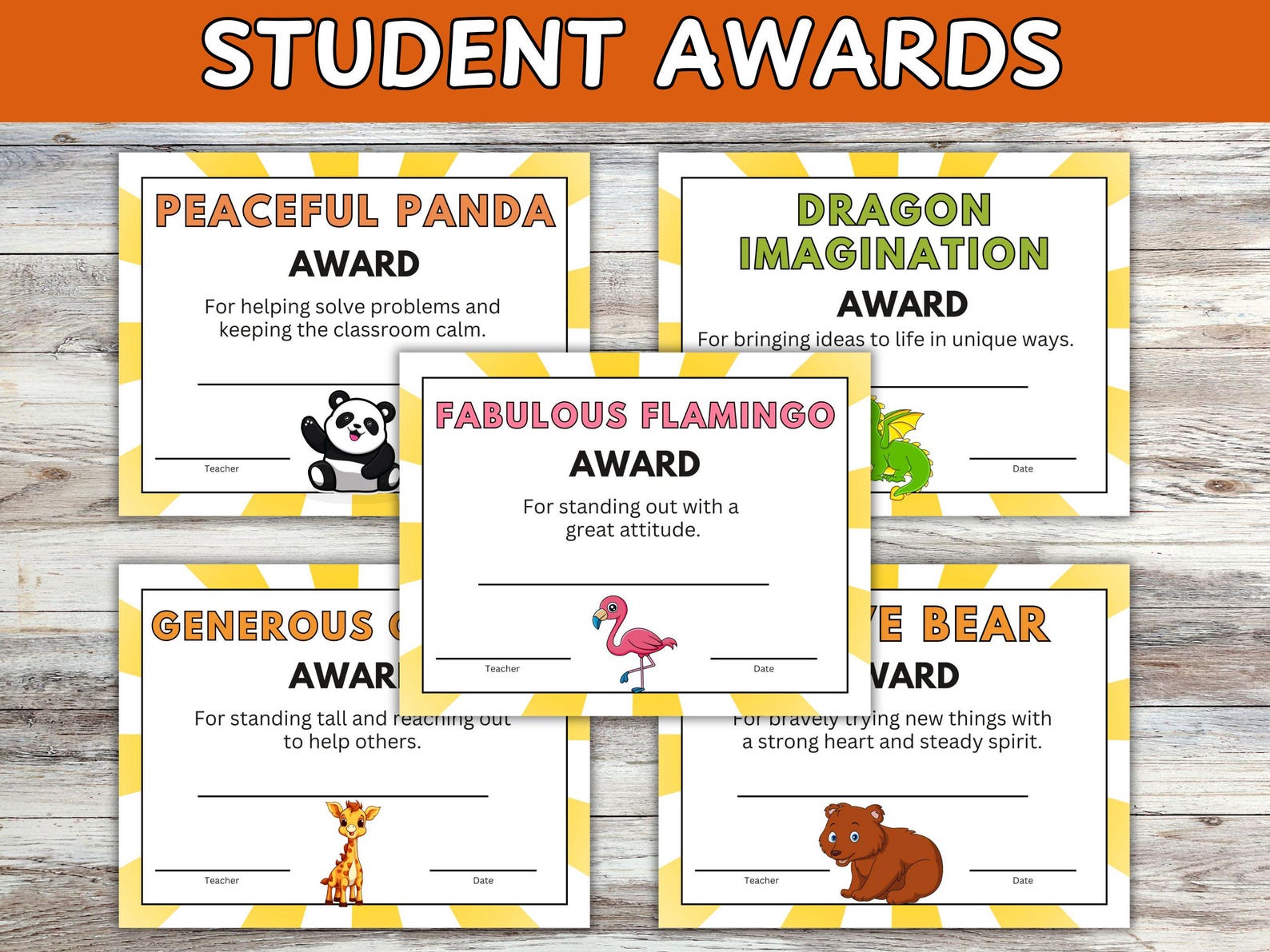 PRINTABLE Student Award Certificates, Animal Themed Student Awards, End ...