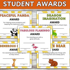 PRINTABLE Student Award Certificates, Animal Themed Student Awards, End ...