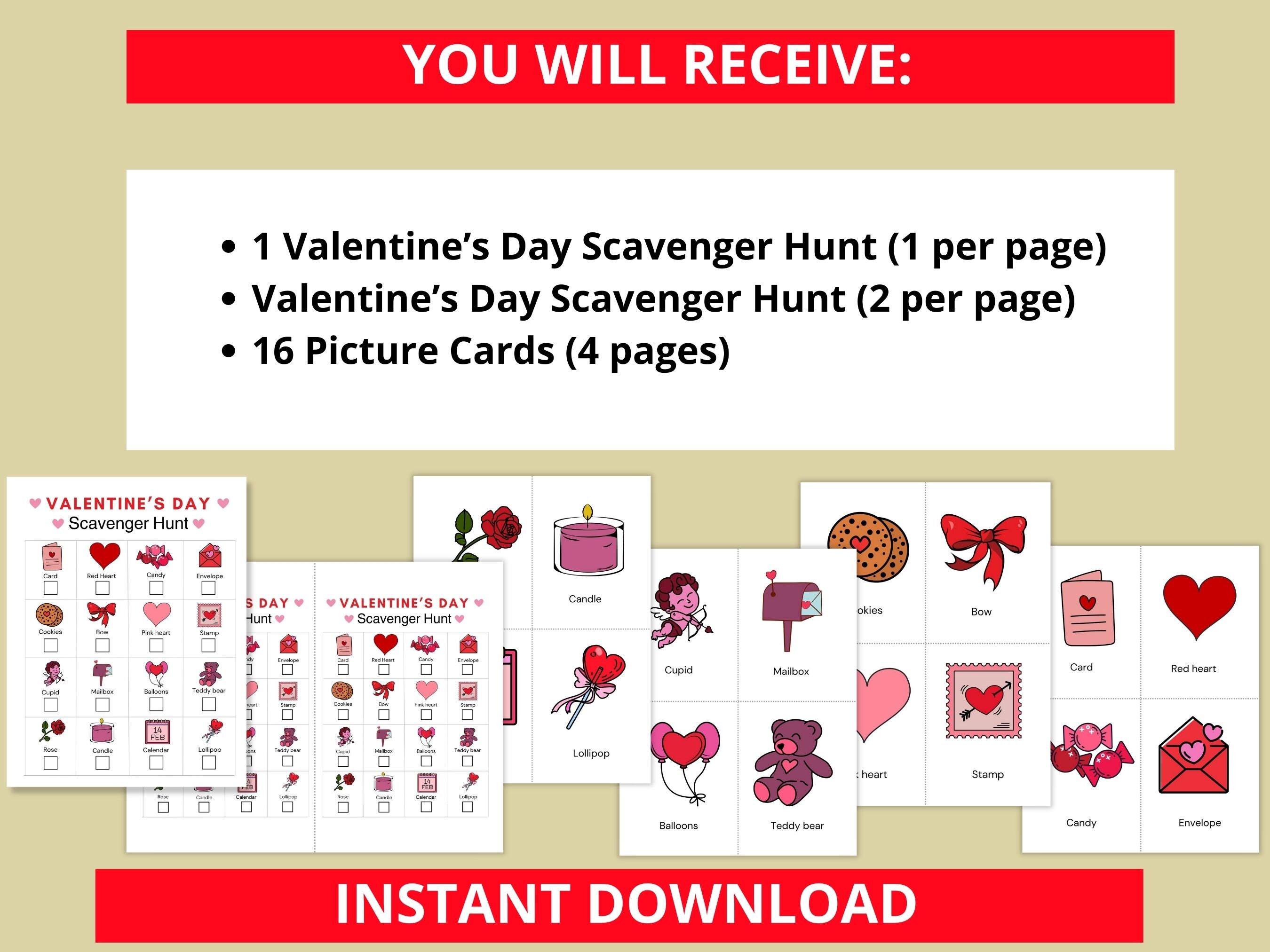 Valentine's Day Scavenger Hunt Printable Valentine's Day Game for Kids ...