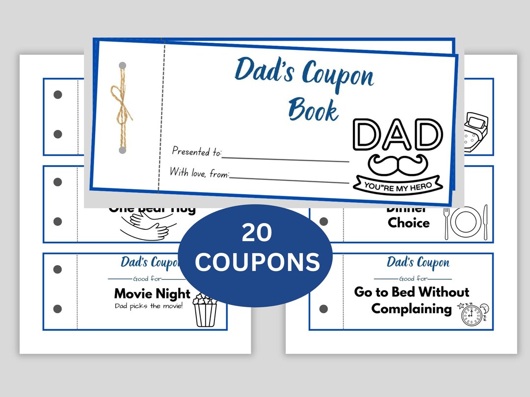 Father's Day Coupons, Coupon Book for Dad, Gift for Dad From Kids ...