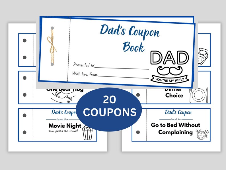 Father's Day Coupons, Coupon Book for Dad, Gift for Dad From Kids ...