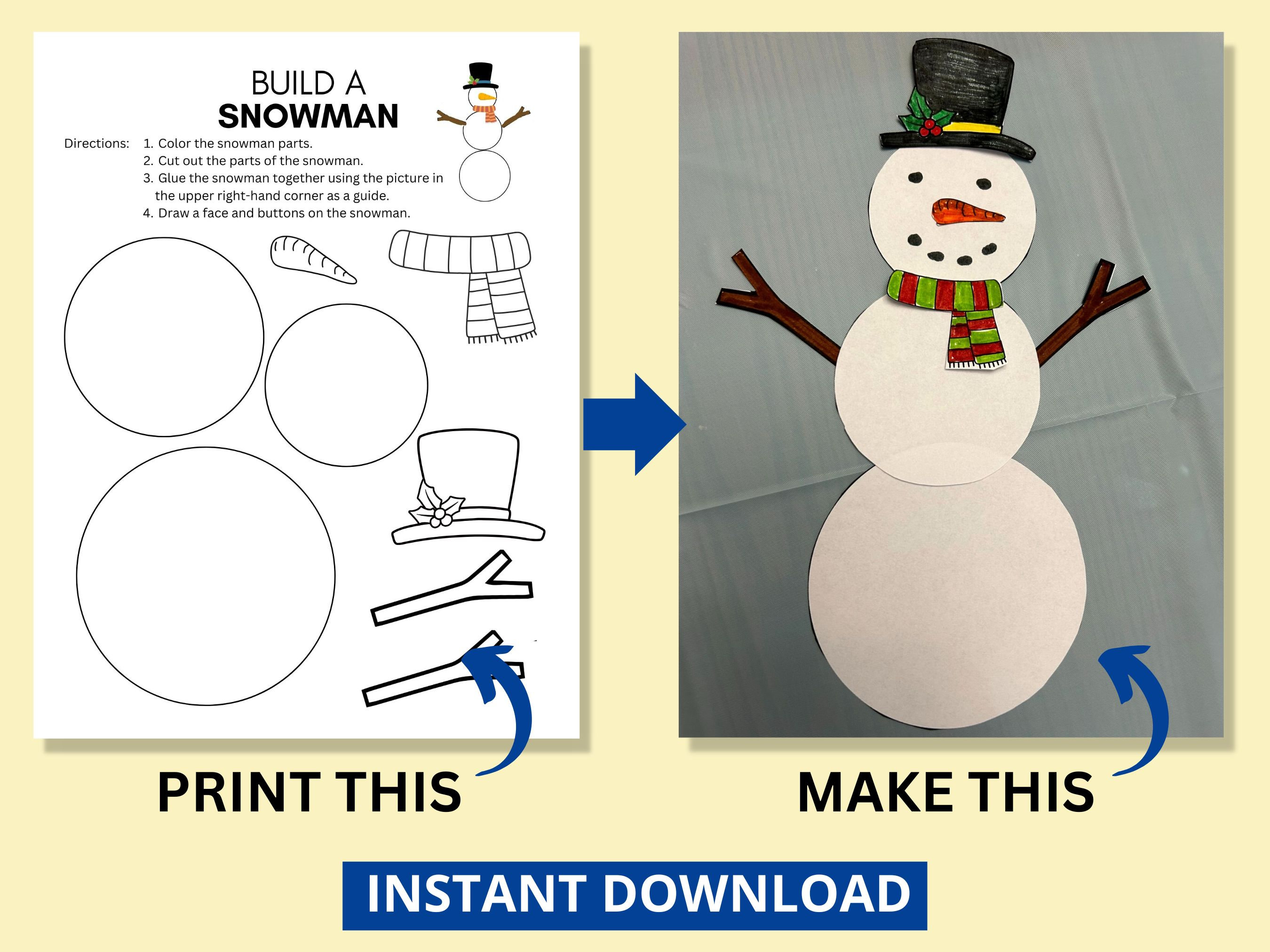 Build A Snowman Craft Christmas Craft for Kids Winter Craft Printable ...