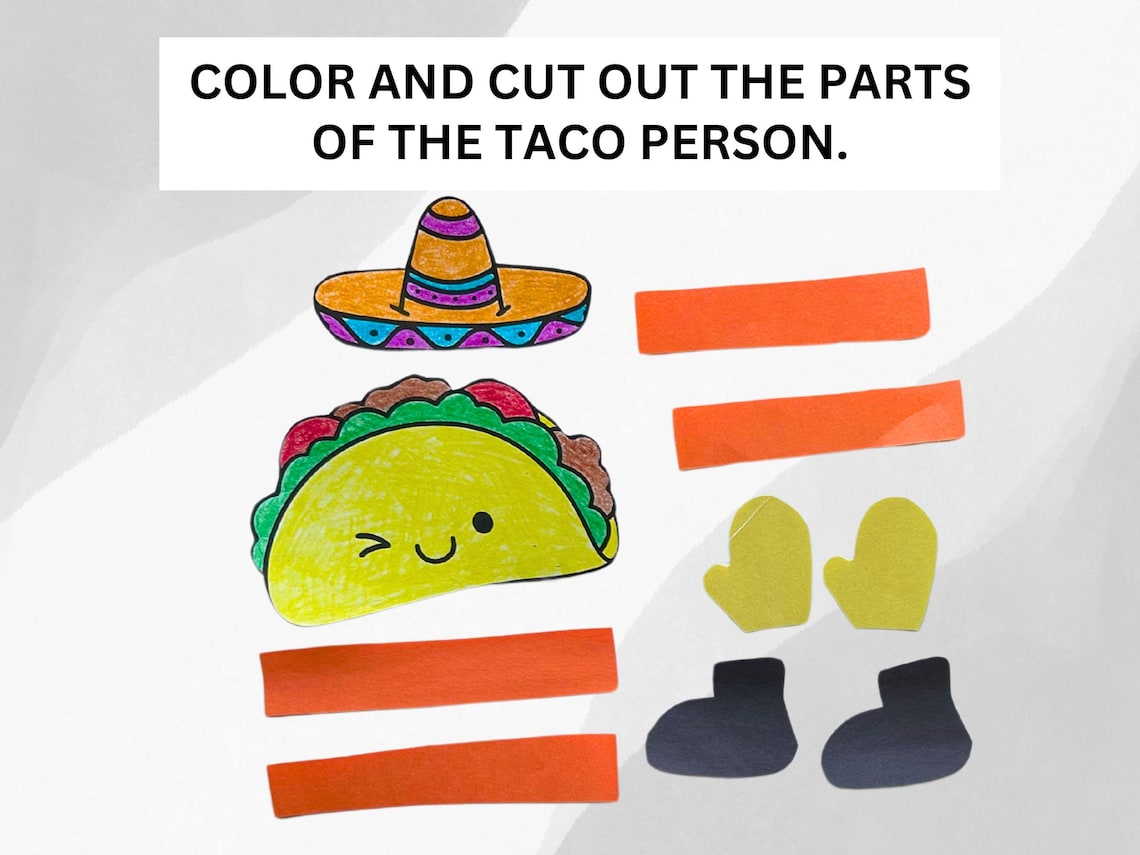 Taco Person Craft: Cinco De Mayo Coloring Activity (PDF Pattern) - Etsy