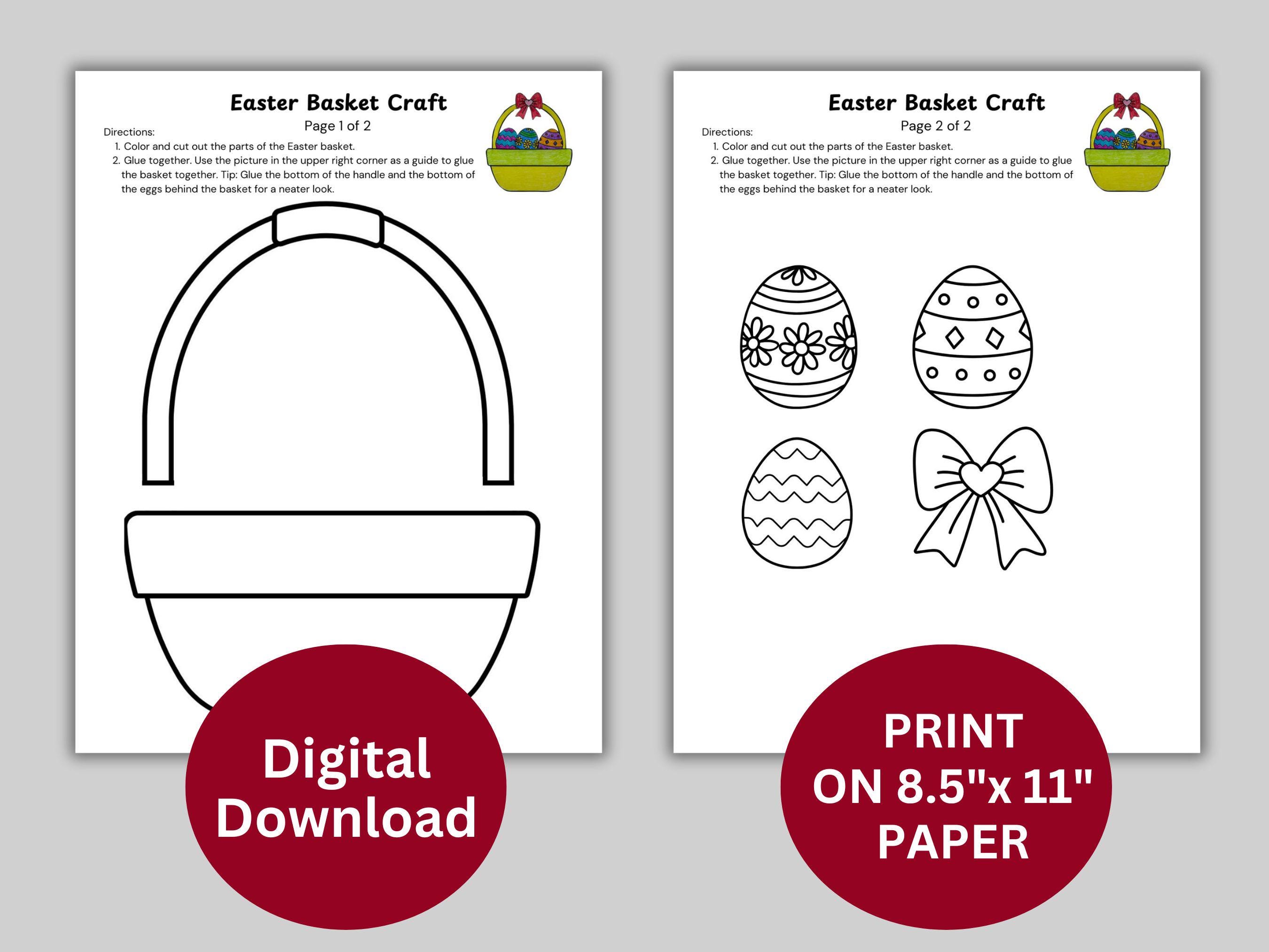 Printable Easter Basket Craft: Kids Coloring Activity (PDF) - Etsy
