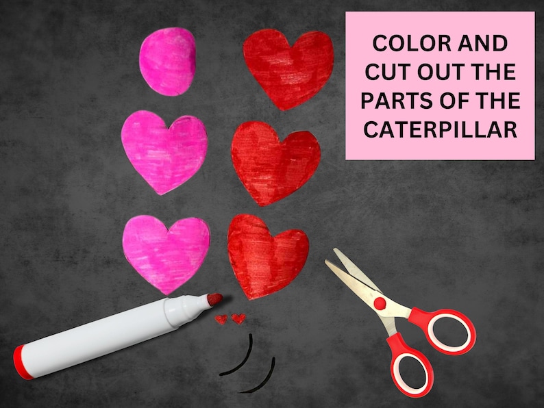 Heart Caterpillar Craft: Valentine's Day Kids Activity (PDF Pattern) - Etsy