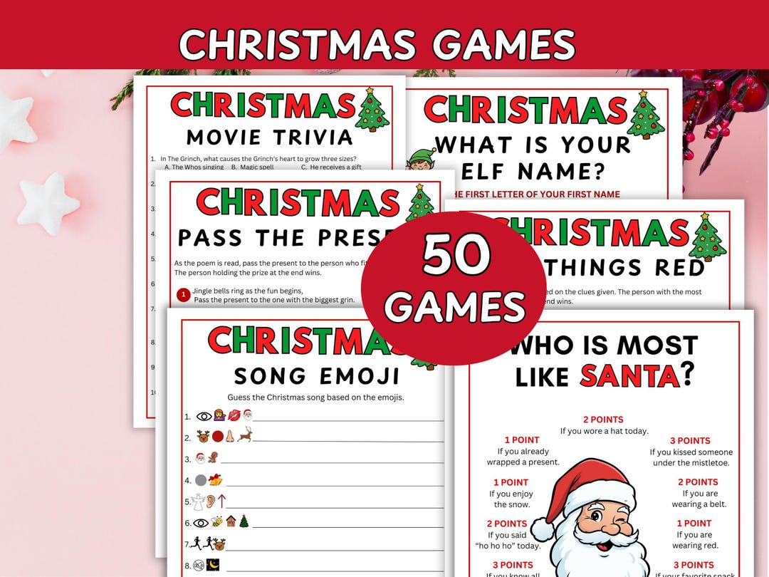 Christmas Games Bundle, Holiday Party Games for Kids, Families ...