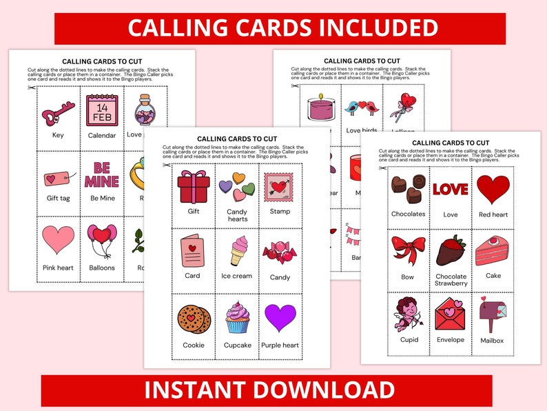 Valentine's Day Bingo Game Printable Valentine Classroom Party Game ...