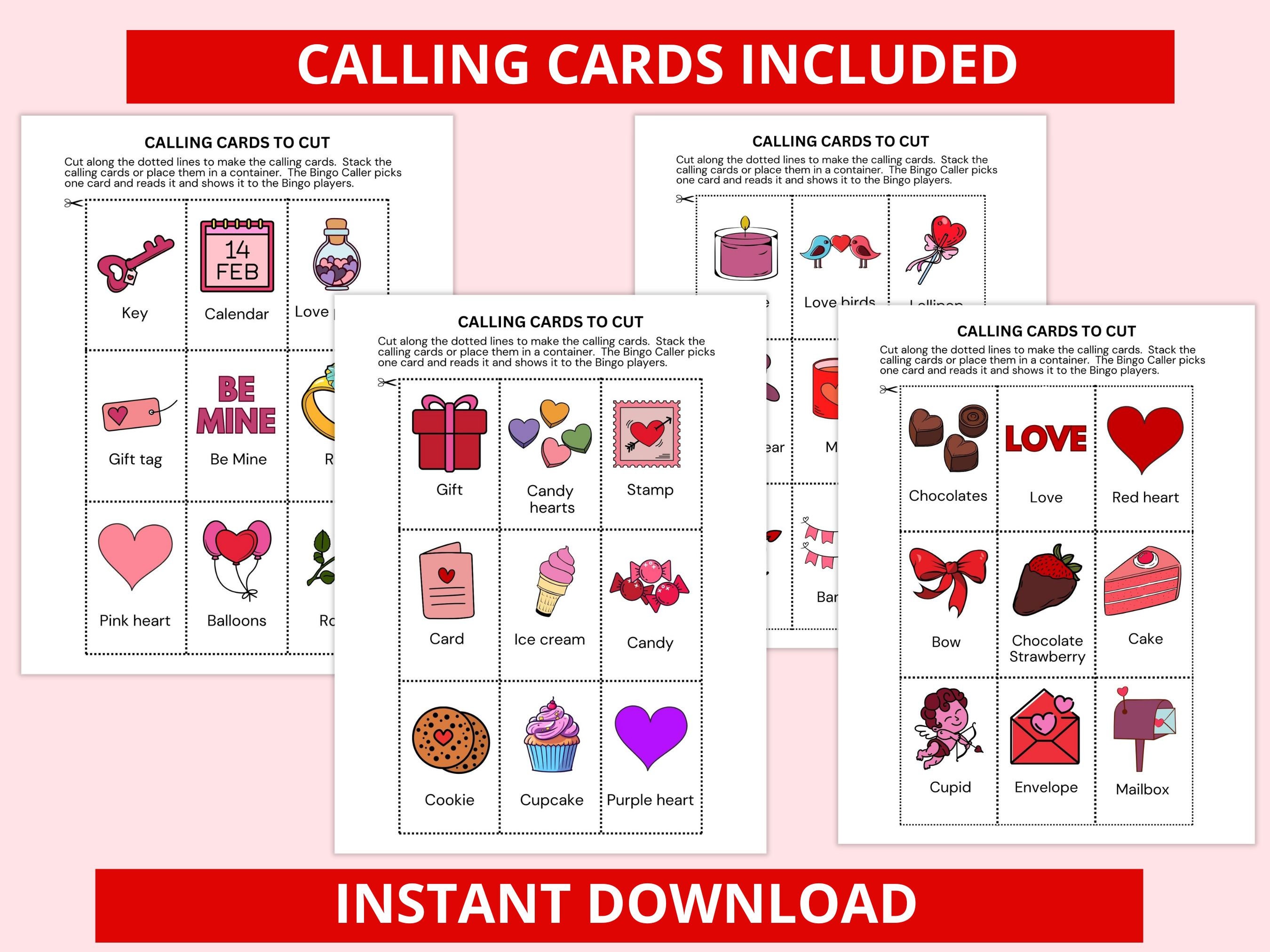 Valentine's Day Bingo Game Printable Valentine Classroom Party Game ...