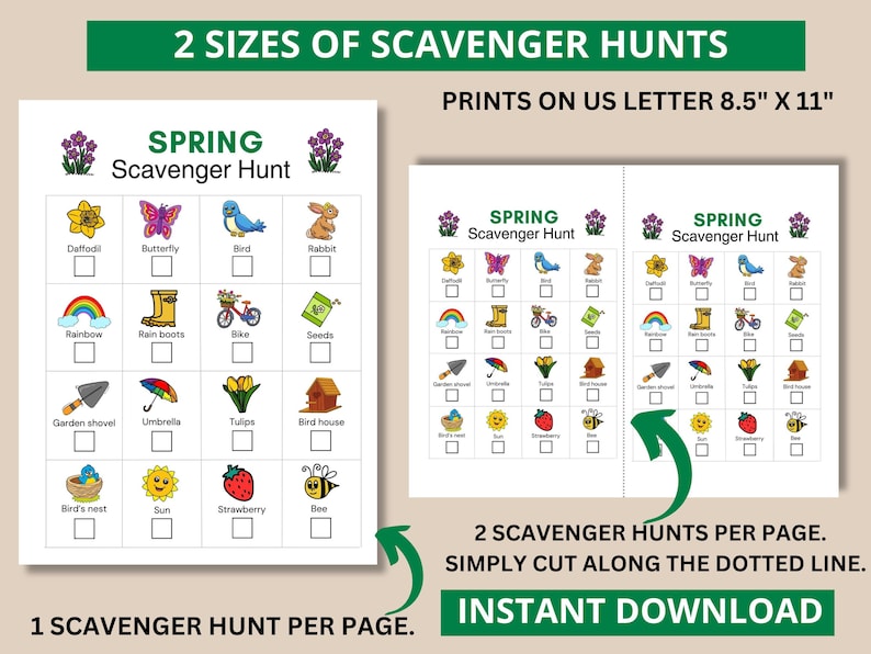 Spring Scavenger Hunt, Printable Spring Nature Hunt for Kids, Spring ...