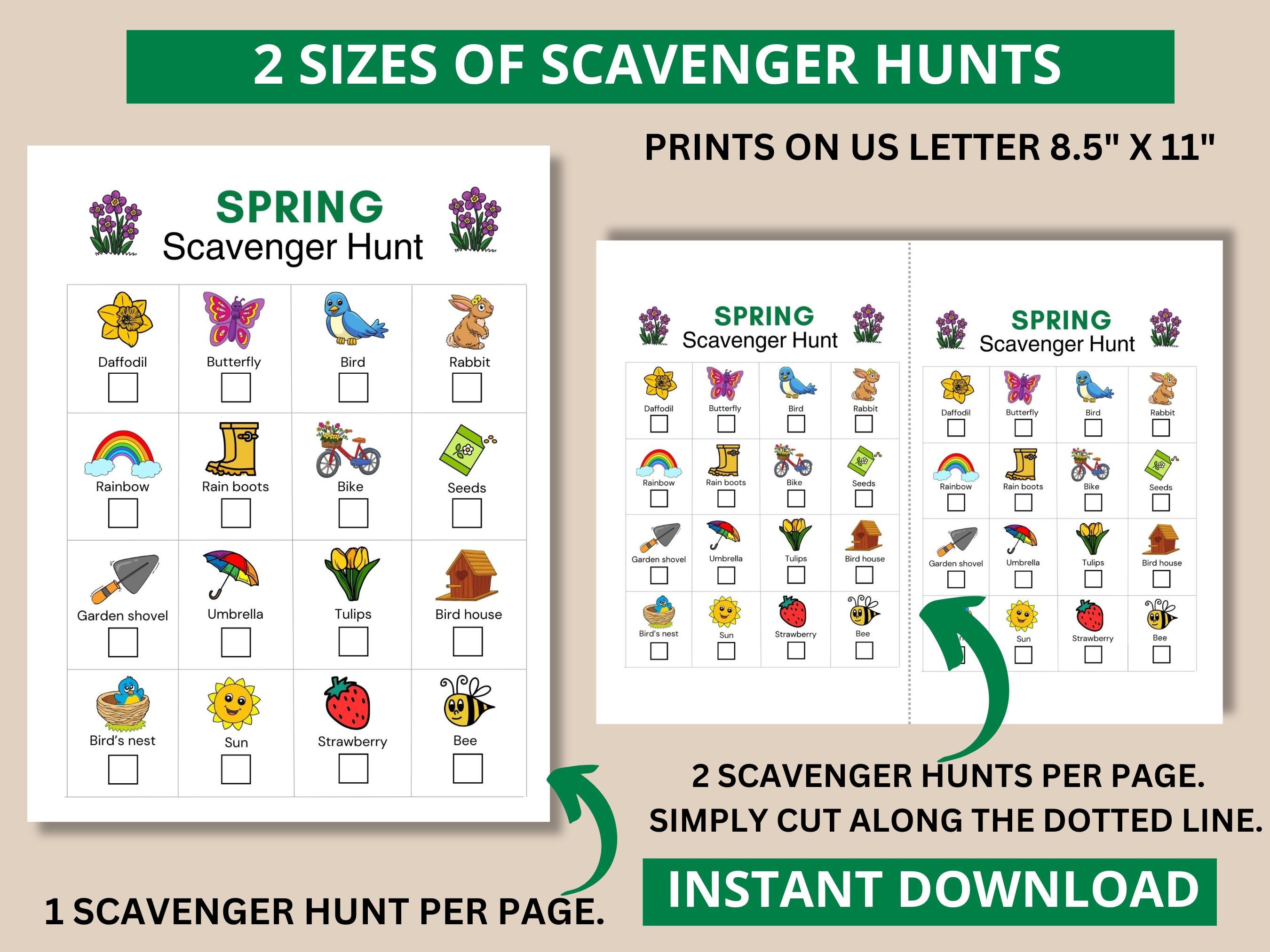 Spring Scavenger Hunt, Printable Spring Nature Hunt for Kids, Spring ...
