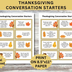 Thanksgiving Conversation Starters, Thanksgiving Conversation Cards ...
