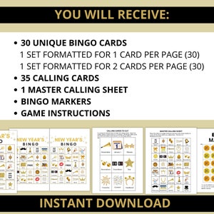 New Year's Eve Bingo Game Printable New Years Bingo Family New Year's ...