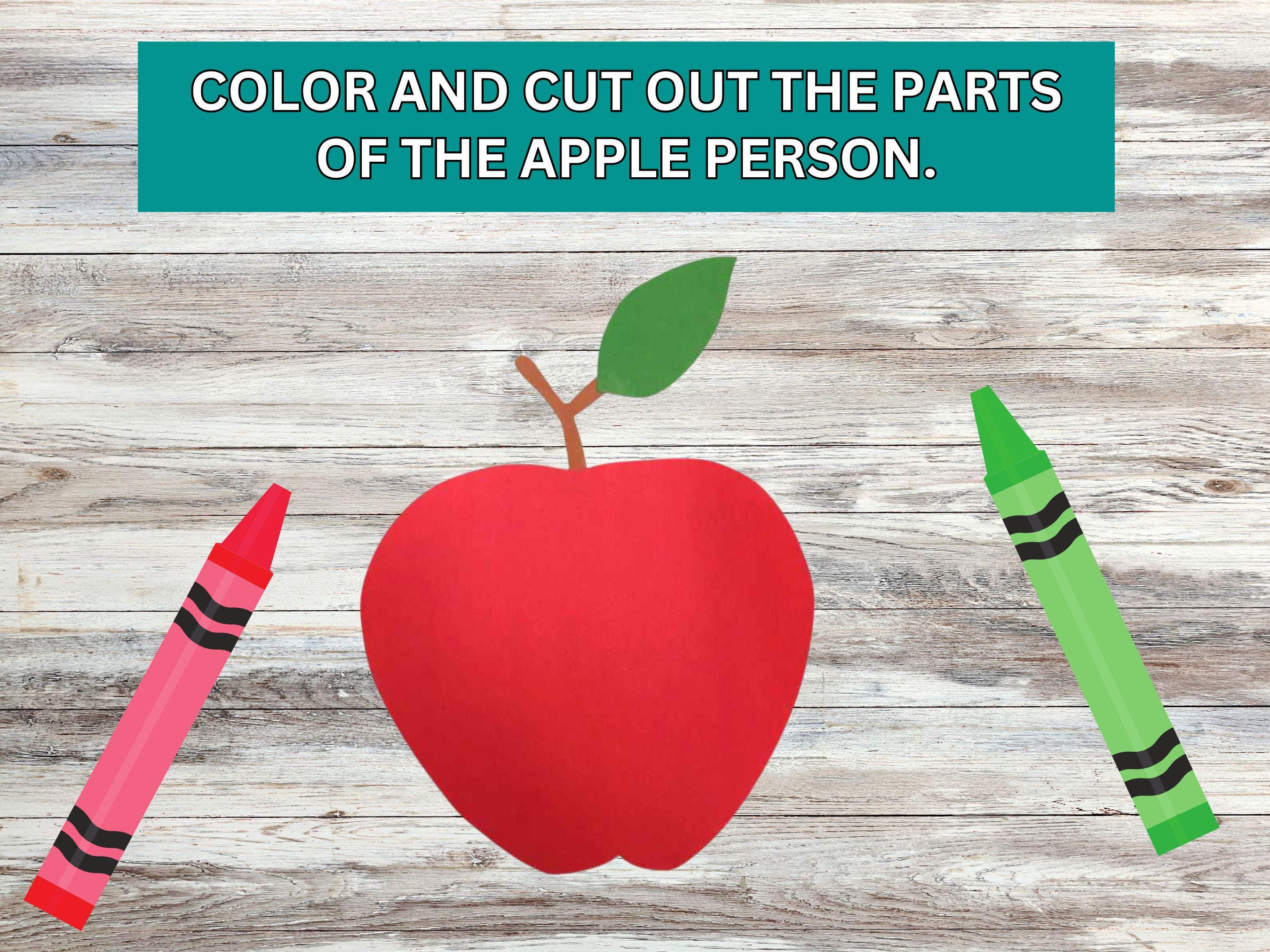Apple Person Craft: Printable Fall Coloring Template (digital Download ...