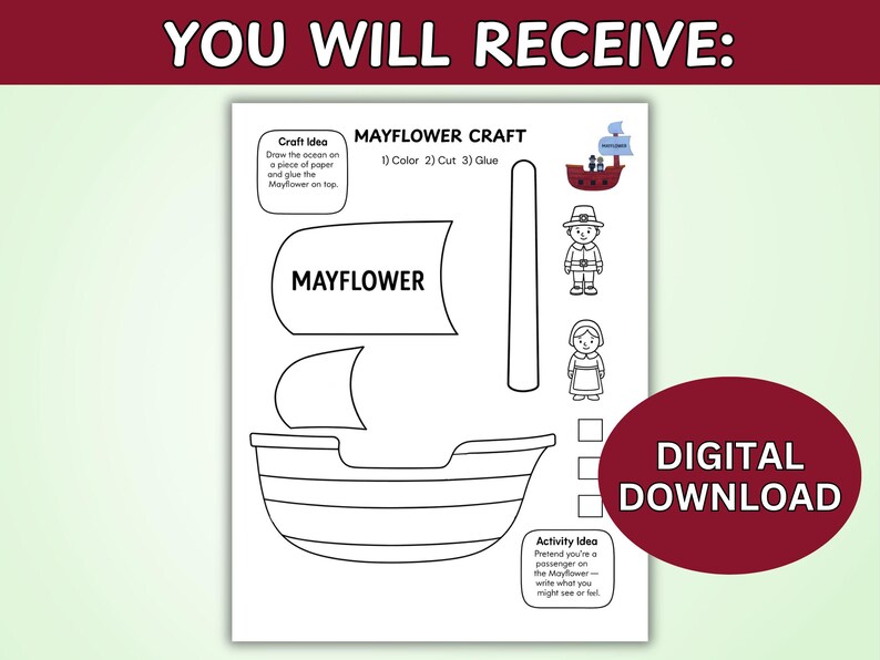 Printable Mayflower Craft for Kids | Thanksgiving Activity | Cut and ...