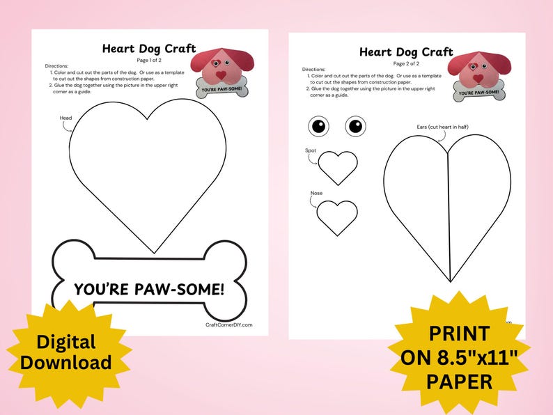 Heart Dog Craft, Valentine's Day Craft, Valentines for Kids, Kids Craft ...
