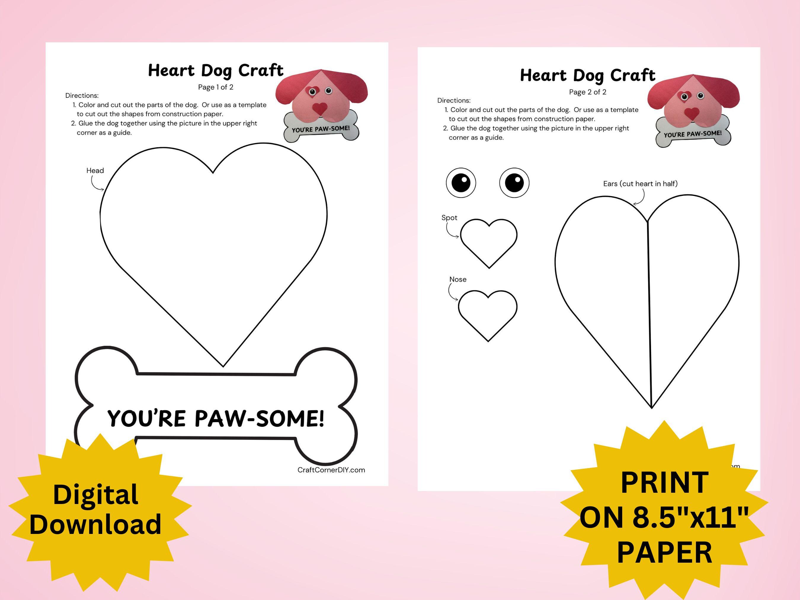 Heart Dog Craft, Valentine's Day Craft, Valentines for Kids, Kids Craft ...