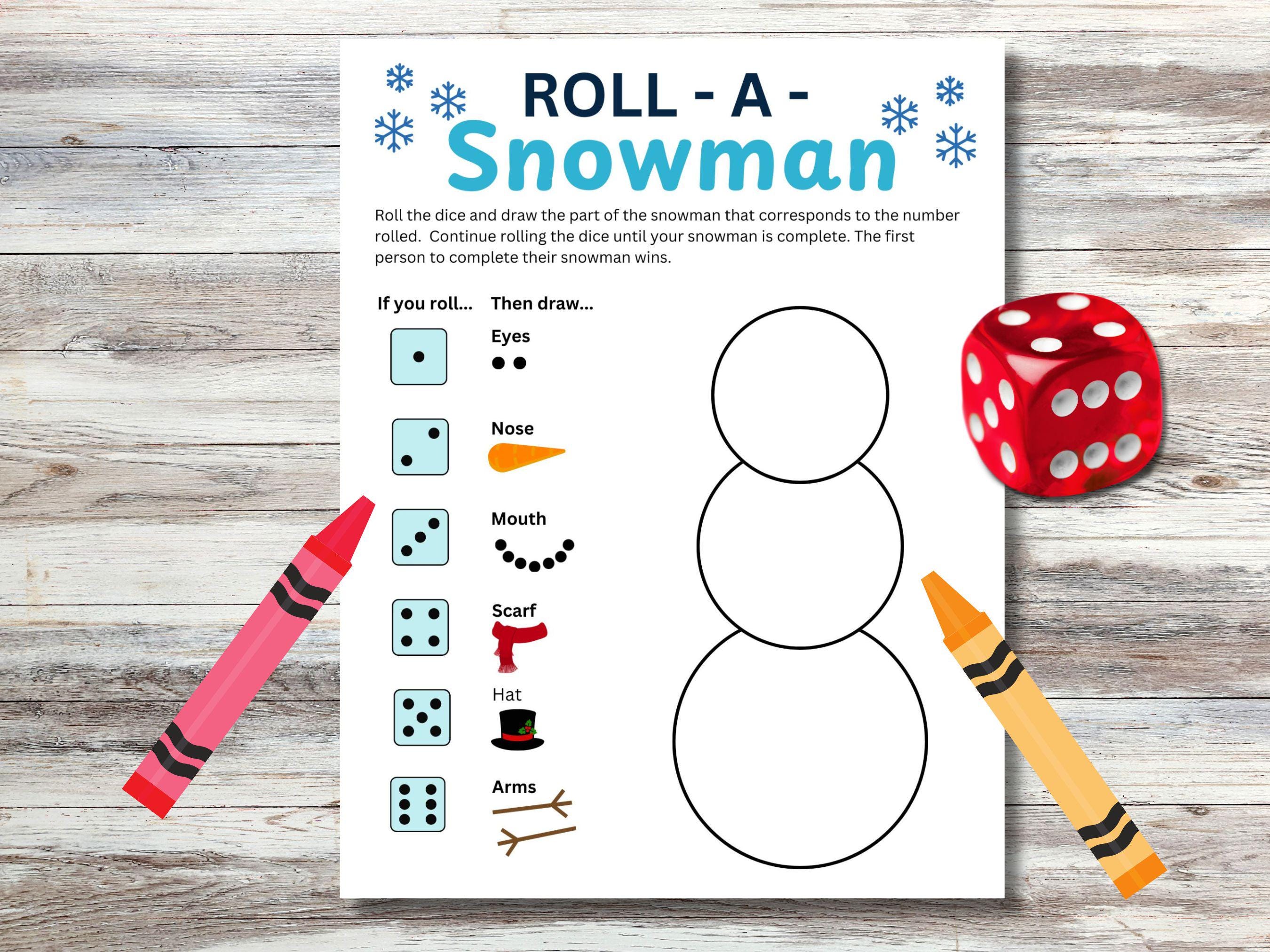 Roll A Snowman Game: Printable Winter Activity (PDF) - Etsy