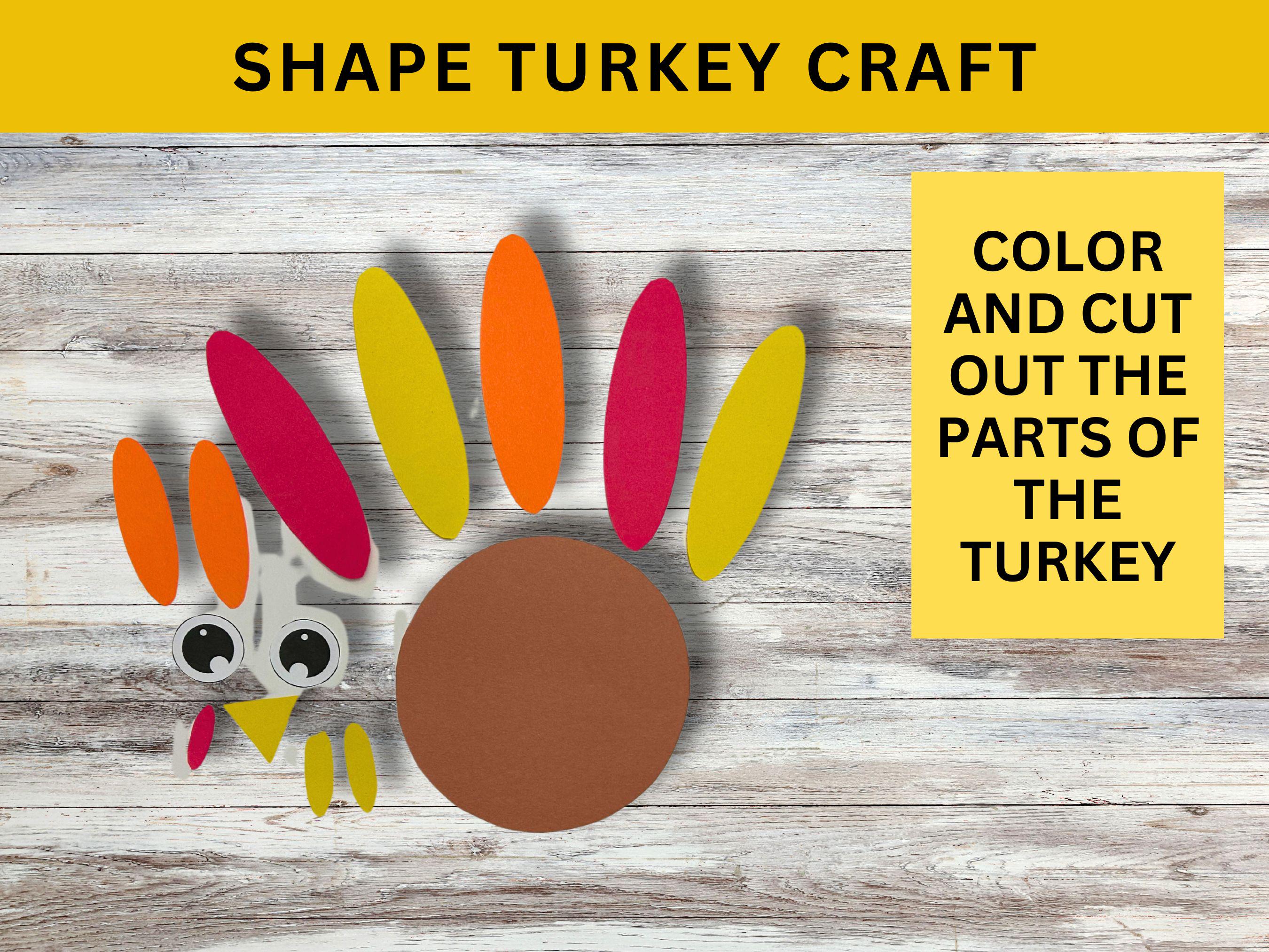 Shape Turkey Craft for Kids, Printable Thanksgiving Craft, Thanksgiving ...
