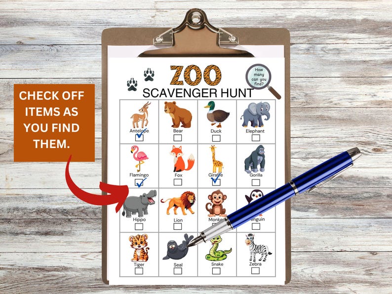 Zoo Scavenger Hunt, Zoo Treasure Hunt, Zoo Activity for Kids, Zoo Game ...
