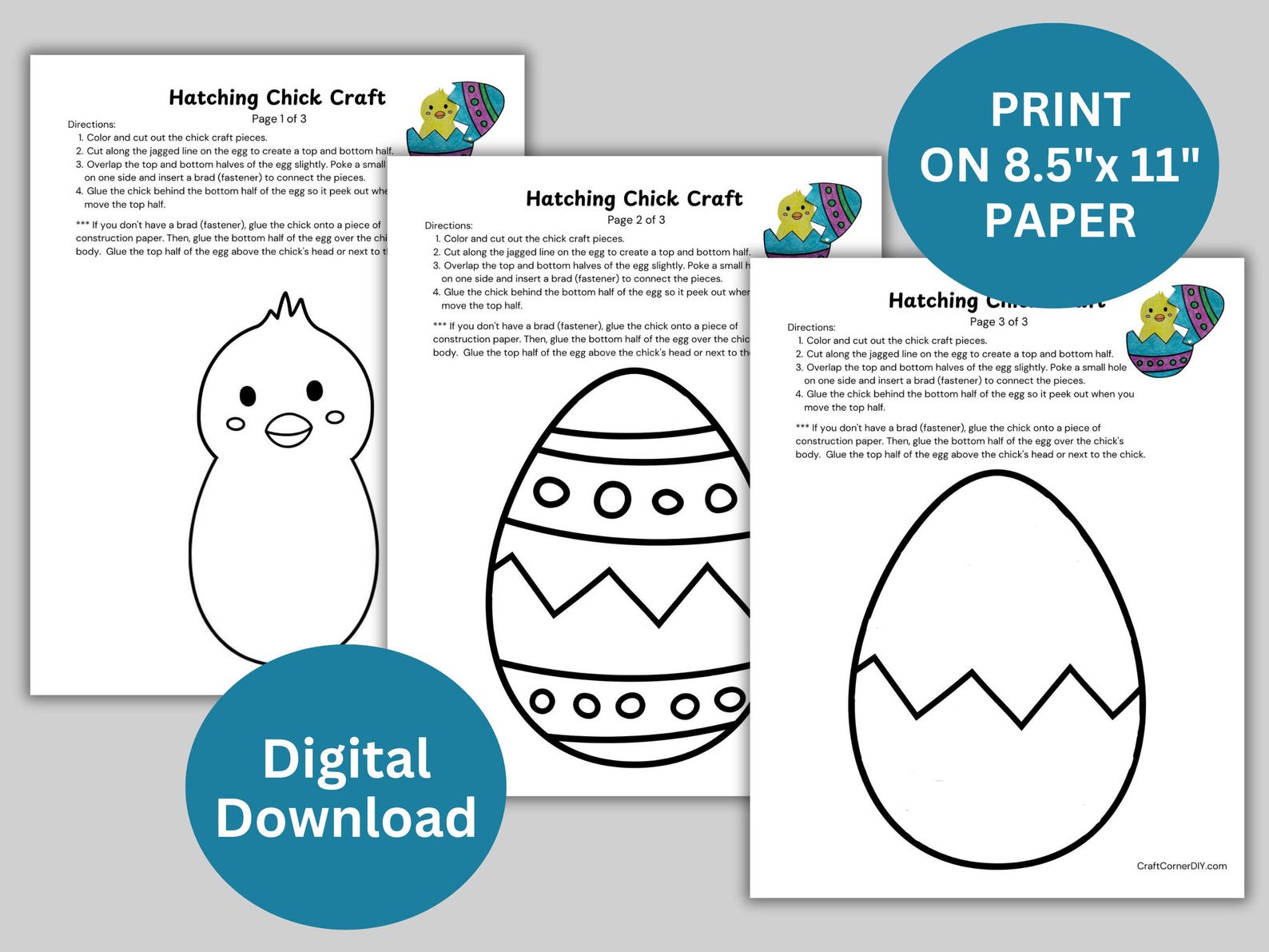 Hatching Chick Craft: Easter Spring Activity (PDF Pattern) - Etsy