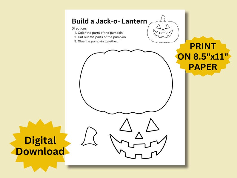Build a Jack O' Lantern Pumpkin Craft, Pumpkin Craft for Kids ...