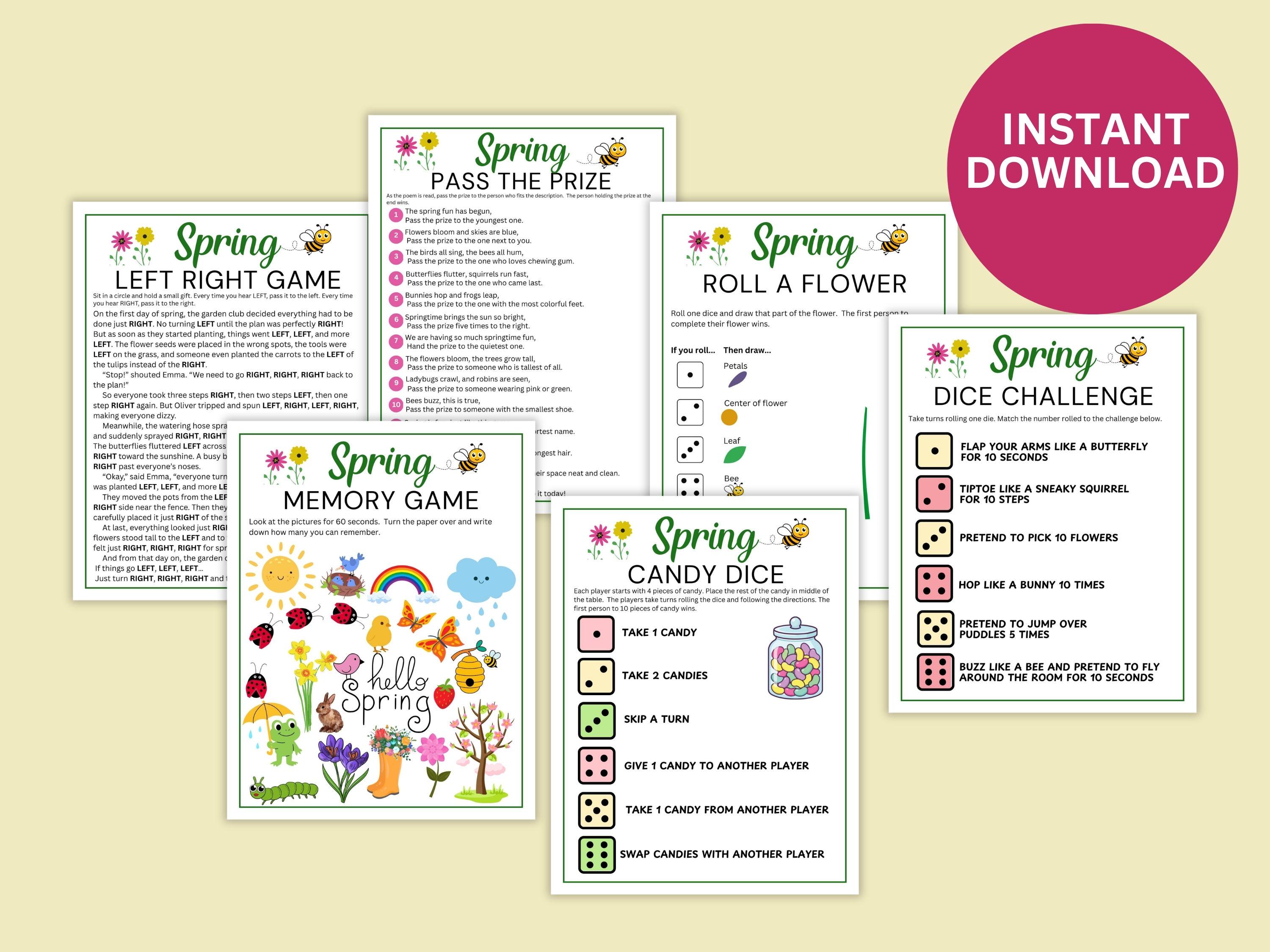Spring Games Bundle for Kids, Teens, Adults, Party Games, Spring Break ...