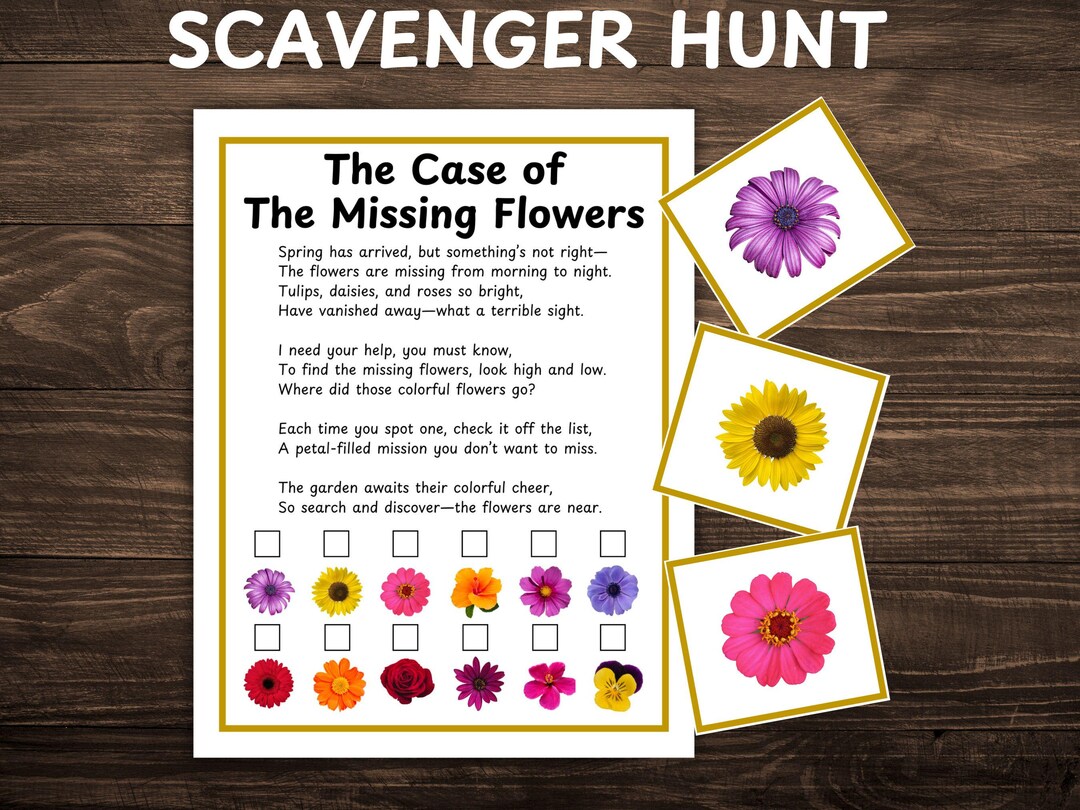 Flower Scavenger Hunt, Flower Treasure Hunt for Kids, Flower Game ...