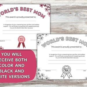 Mother's Day Certificate, Printable World's Best Mom Certificate ...
