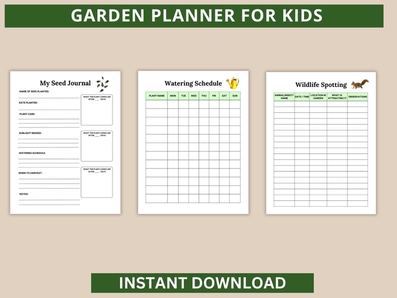 Ultimate Garden Planner for Kids, Printable Garden Journal Garden ...
