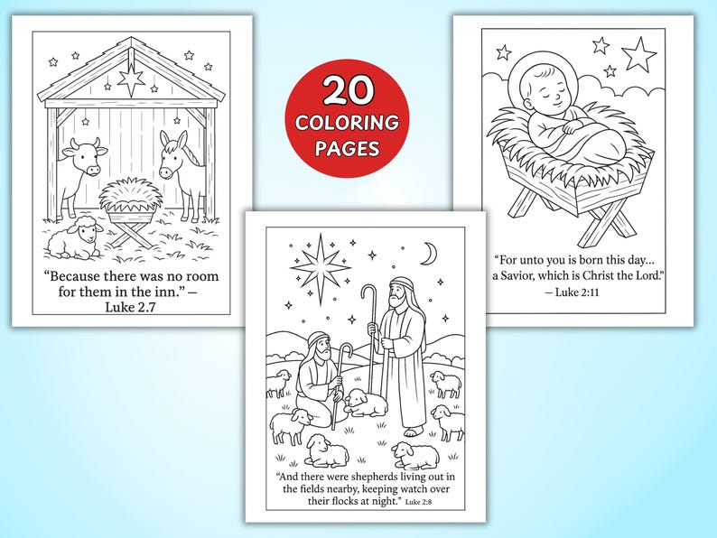 Christian Christmas Coloring Pages for Kids, Bible Verses, Sunday ...